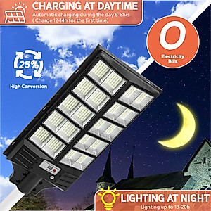 pofluany 3 Pcs Solar Parking Lot Light Dusk to Dawn Solar Street Lights Solar Powered, IP67 Waterproof Solar Wide Angle Lamp Solar Flood Lights with Motion Sensor for Yard, Road Black