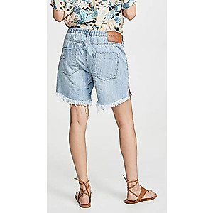 One Teaspoon Women's Hustler Shabbies Boyfriend Shorts, Hustler, Blue, XS