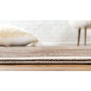 Unique Loom Uptown Collection by Jill Zarin Collection Greek Key Textured Modern Light Brown Area Rug (9' 0 x 12' 0)