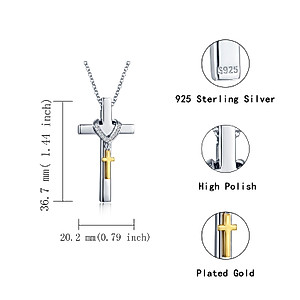 oGoodsunj Sterling Silver Cross Urn Necklace - Memorial Pendant Cremation Jewelry Keepsake Pendant Gift for Ashes for Women Men (Gold)