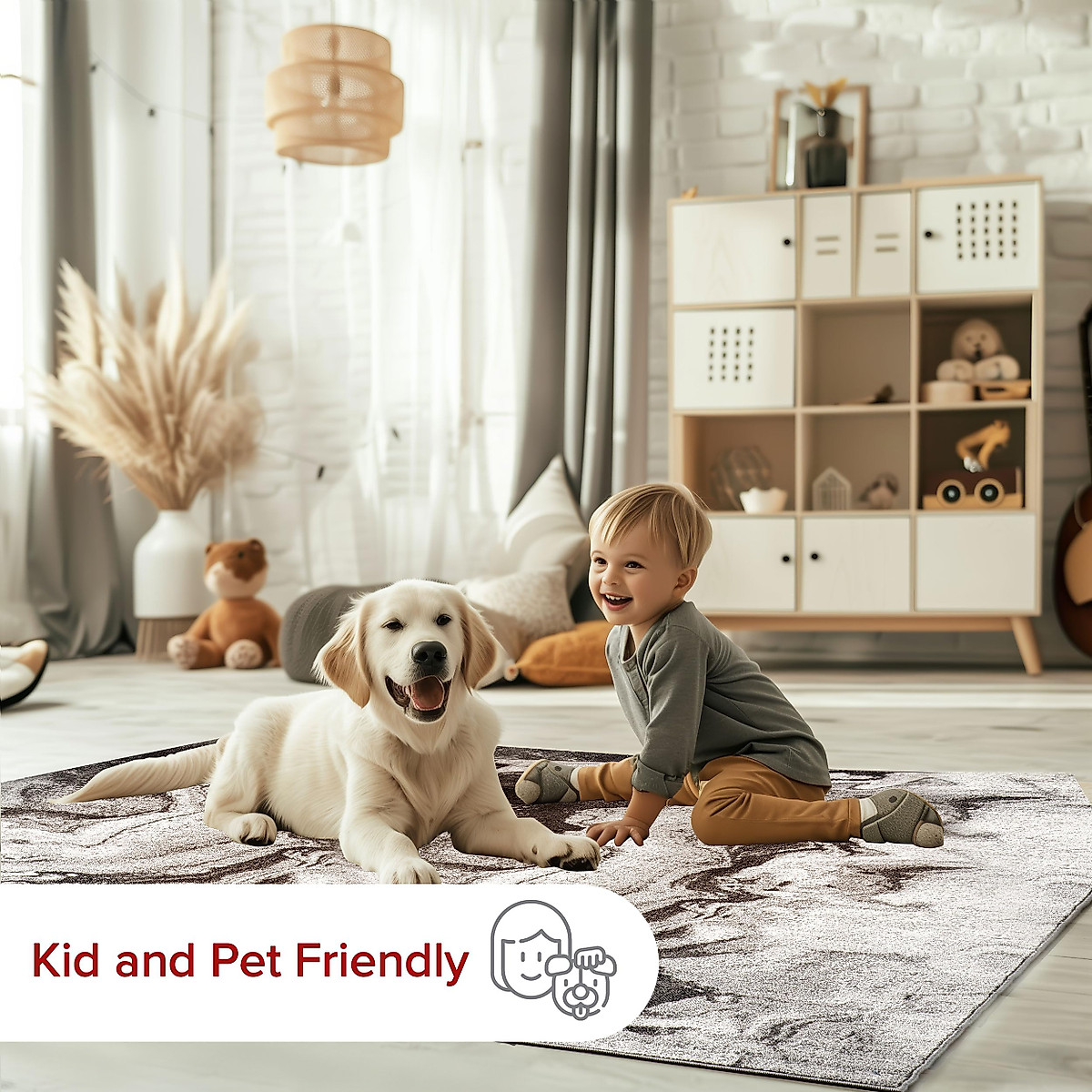 nuLOOM 9' x 12' Performance Indoor Area Rug, Non-Shed, Power Loomed High-Traffic Area Rug for Living Room, Bedroom, Home, Remona Grey