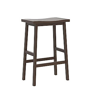 HOOBRO Bar Stool Set of 2, Bamboo Bar Chairs, 26 Inches Kitchen Counter Stools with Footrest, Saddle Stools, for Living Room, Dining Room, Party Room, Industrial Style, Mocha MA03MD01