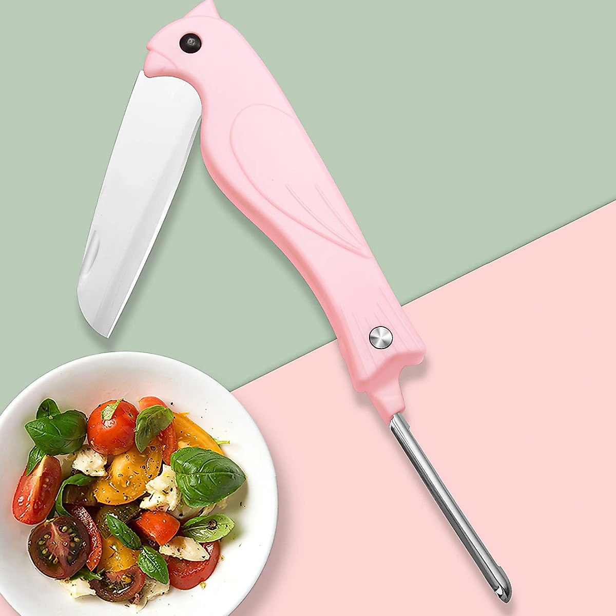 NC Paring Knife Fruit Knife Peeling Vegetable Peeler Folding Foldable Multi Function Travel Pocket Portable Mini Household for Kitchen Traveling Camping Outdoor Stainless Steel