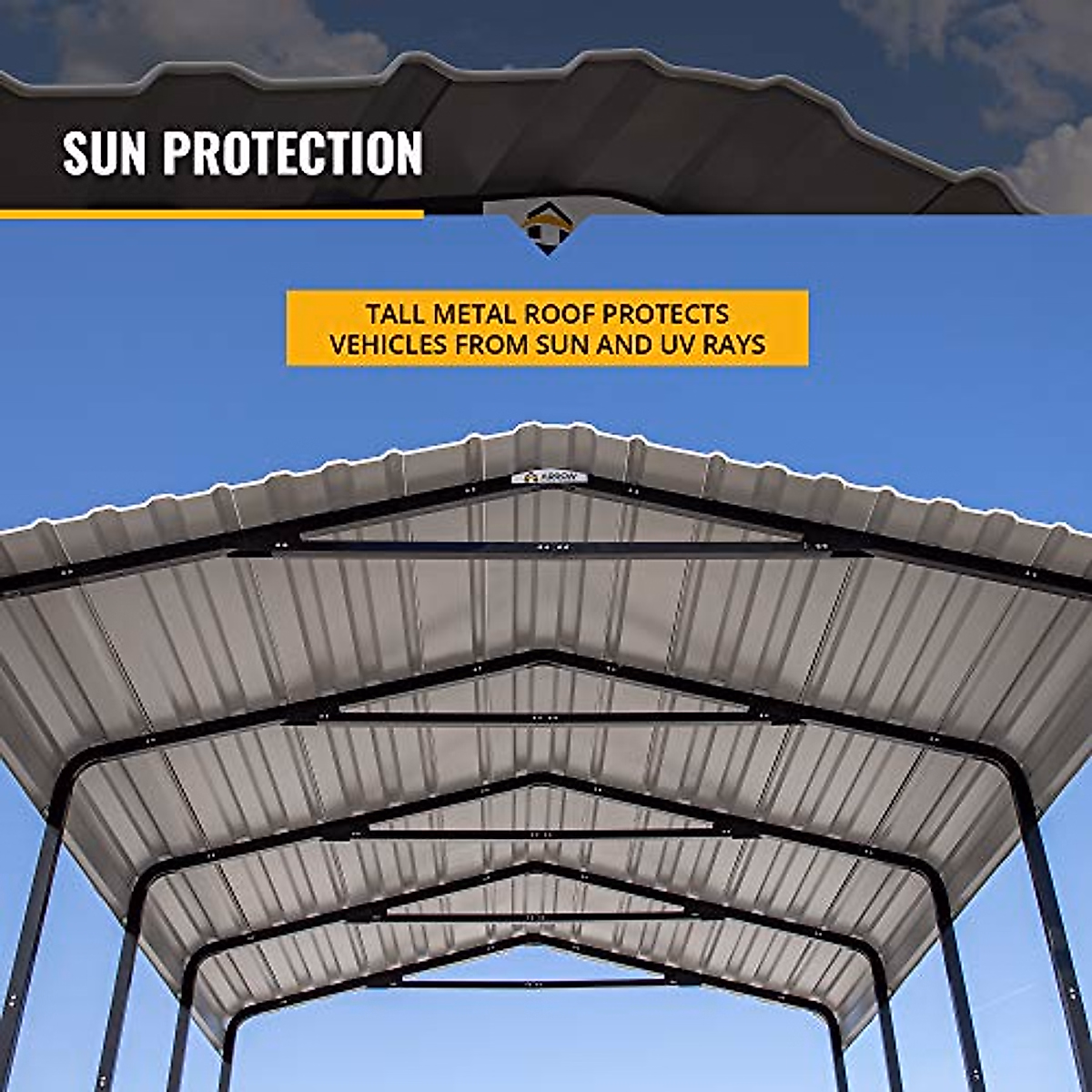 Arrow 14' x 20' x 14' 29-Gauge Metal RV Carport and Multi-Use Shelter for Large Vehicles- Eggshell