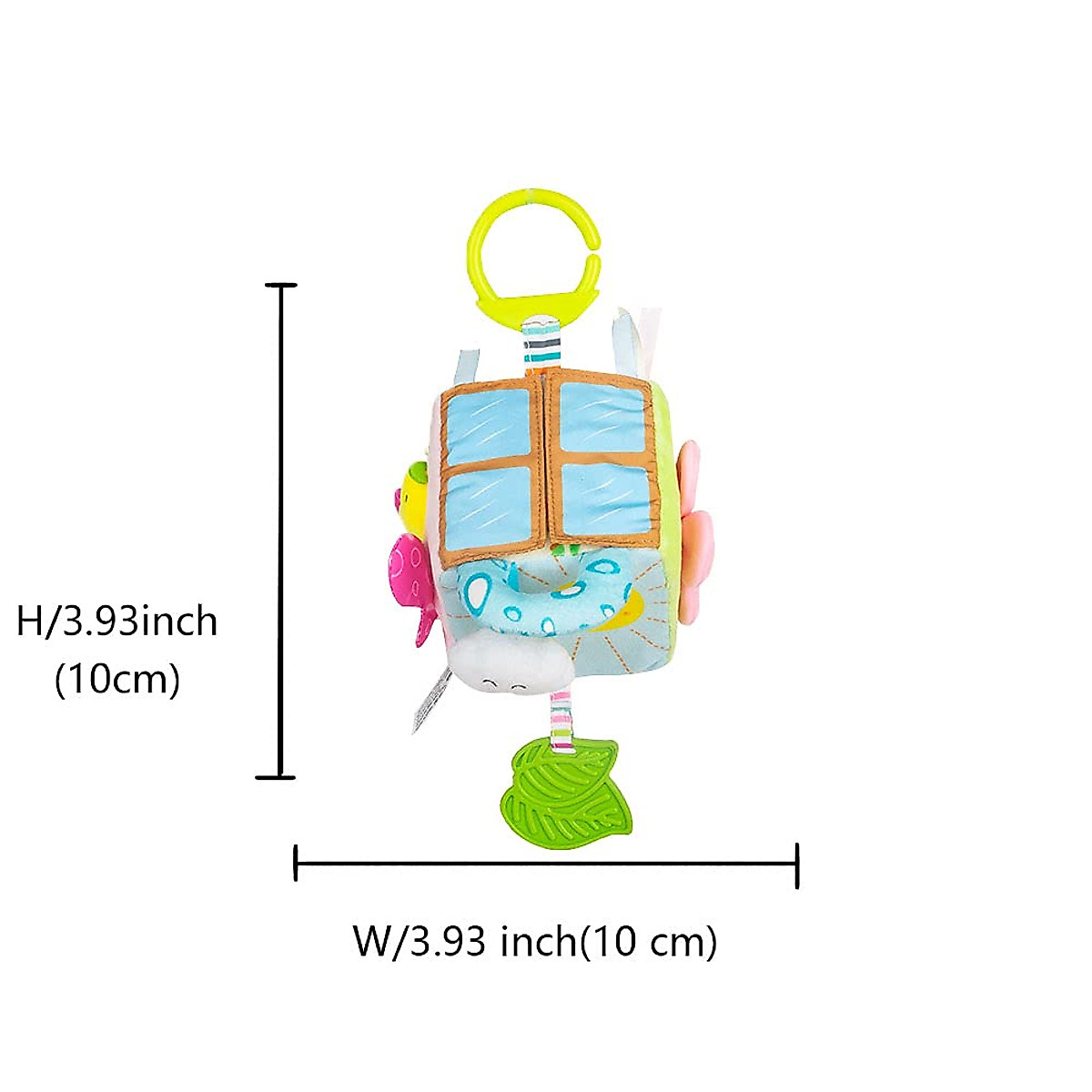 D-KINGCHY Baby CarSeat Stroller Toys, Soft Hanging Rattle Blocks, Thre-Dimensional Cloth Foam Grab Toy, Developmental Infant Toy with Sound, Teether, Mirror for 0-3 Years Old (Sky)