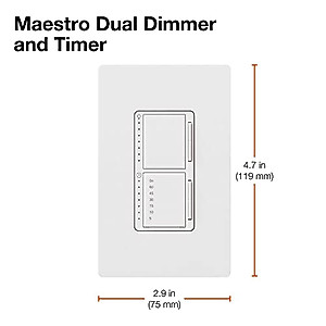 Lutron Maestro 300-Watt Single-Pole Digital Dimmer and Timer Switch, for Incandescent and Halogen Bulbs, MA-L3T251-WH, White