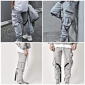 XYXIONGMAO Streetwear Techwear Hip Hop Harem Pants for Men Sports Casual Loose Overalls Multi-Pocket Hip-hop Trousers (Black, S)