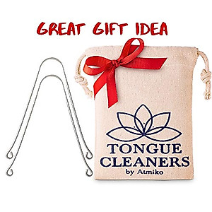Tongue Scraper Cleaner (2 Pack) Medical Surgical Grade Stainless Steel Metal Tongue Brush Dental Kit Eliminate Bad Breath with Tongue Sweeper Ayurvedic for Daily Oral Dental Hygiene Fresh Breath