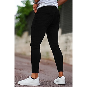GINGTTO Men's Skinny Stretch Jeans Slim Fit (34, Black)
