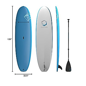 Boardworks Surge | Recreational Stand Up Paddleboard | SDK Softdeck Epoxy Hardboard with Paddle | 10' 6", Blue/White