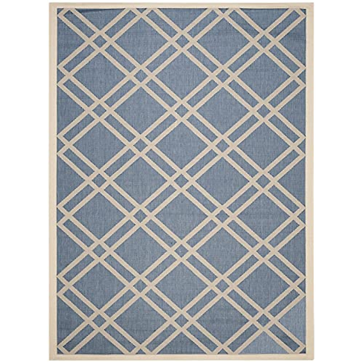 SAFAVIEH Courtyard Collection 9' x 12' Blue/Beige CY6923 Trellis Indoor/ Outdoor Waterproof Easy-Cleaning Patio Backyard Mudroom Area-Rug
