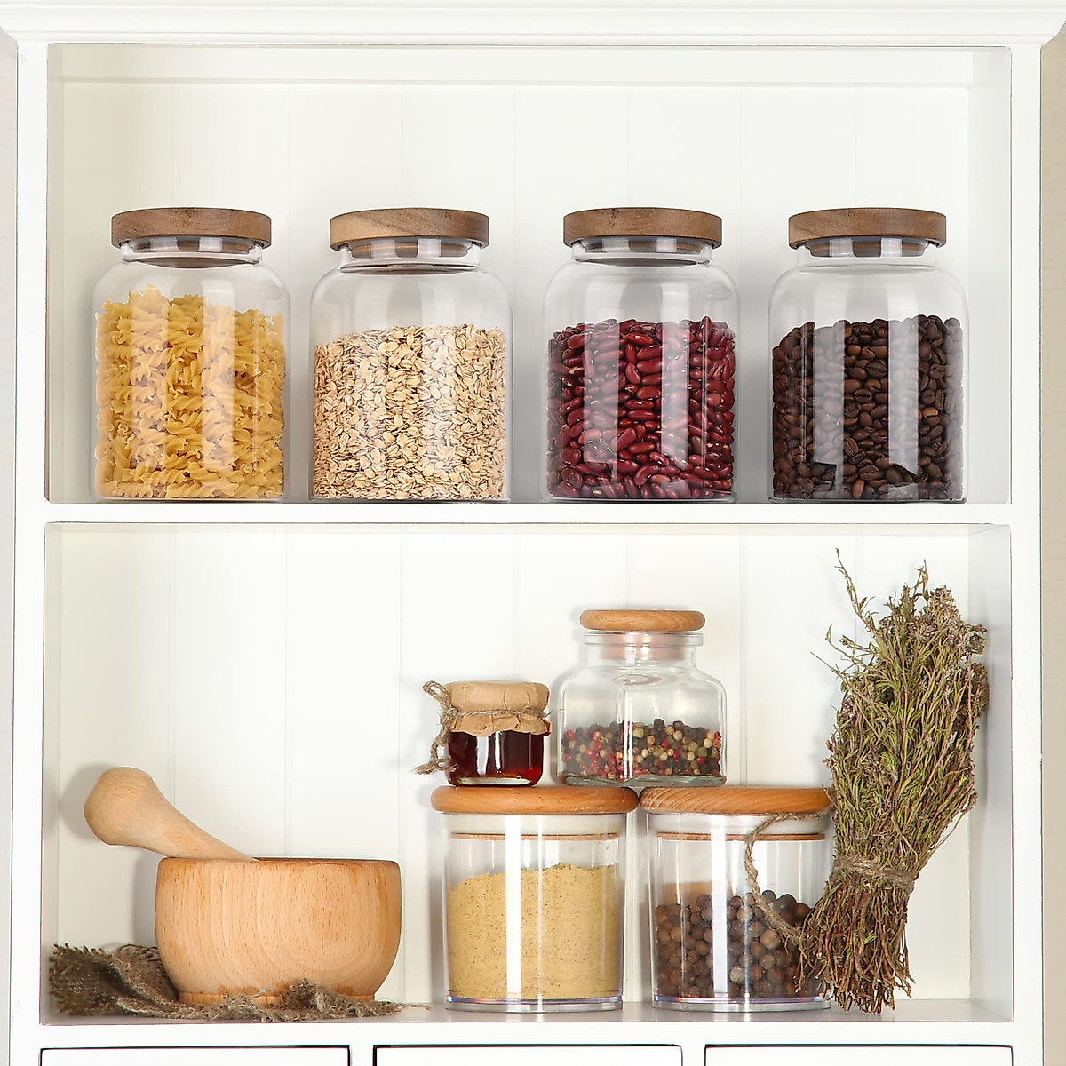 Yangbaga 2PCS Large Glass Storage jar with Lid，86 OZ Airtight Glass Food Canister Container for Kitchen Countertops BPA-Free Grain Dispenser Container for Flour/Pet Snacks/Egg/Coffee/Candy