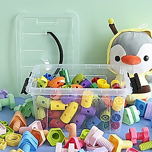 Afromy 6-Pack 6 Quart Latching Storage Boxes, Plastic Storage Bins, Clear