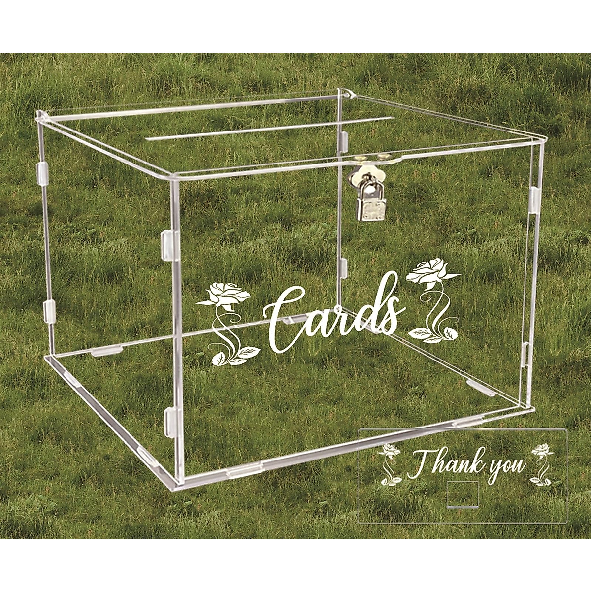 FCDECOR Wedding Card Box with Lock, Acrylic Clear Card Boxes for Wedding Reception Money Card Holder for Wedding, Baby Showers, Birthdays, Bridal or Graduation Party Supplies, 11" Clear