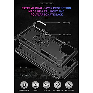 YZOK for Galaxy A12 Case, Samsung A12 Case, with HD Screen Protector,[Military Grade] Ring Car Mount Kickstand Hybrid Hard PC Soft TPU Shockproof Protective Case for Samsung Galaxy A12 (Black)