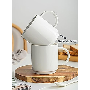 Sweese 616.001 Stackable Coffee Cups - 10 Ounce for Specialty Coffee Drinks, Cappuccino, Cafe Mocha, Latte and tea, Set of 6, White