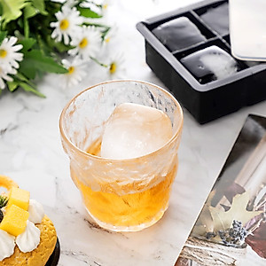 Lounsweer 8 Pcs Large Silicone Ice Cube Tray with Lid 2 Inch Square Big Ice Cube Molds for Cocktails Whiskey 6 Cavity Ice Trays for Freezer Easy Release Ice Cube Maker for Food Wine Juice