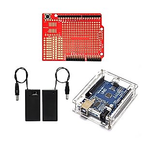 Gikfun Prototype Shield DIY Kit, Uno R3 Case,9v Battery Holder Compatible with Arduino UNO R3