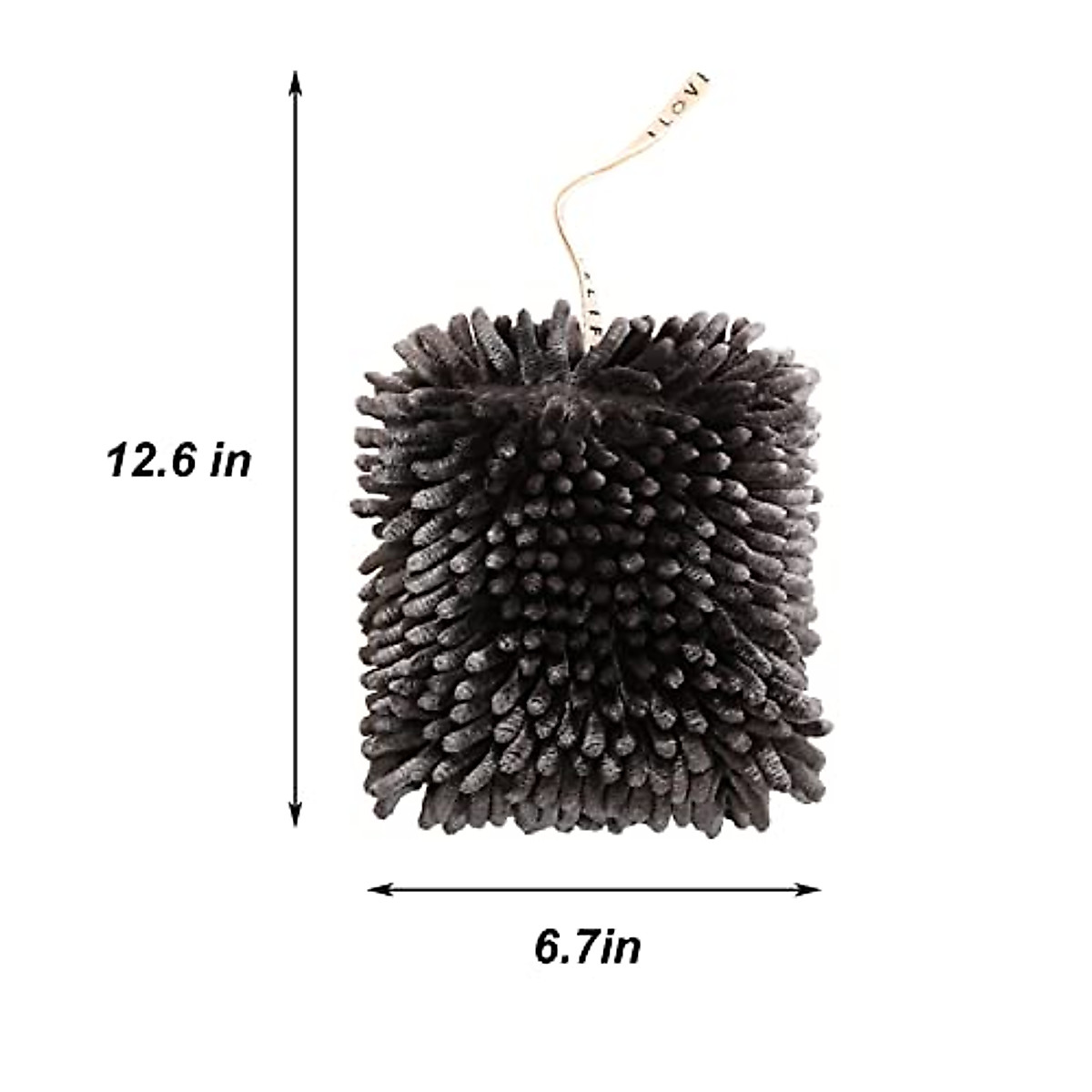 4 Pack Chenille Hanging Hand Towel Balls Super Absorbent Microfiber Hand Towels Chenille Ball Soft Plush Quick-Drying Hand Towels with Hanging Loops for Bathroom Kitchen (Brown+Grey)