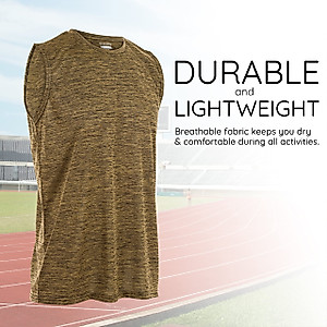 Essential Elements Boys Active Shirt - Quick-Dry Athletic Workout Training Stretch Crew Neck Muscle Tank Top 5 Pack