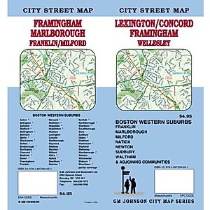 Lexington MA / Concord / Framingham Street Map