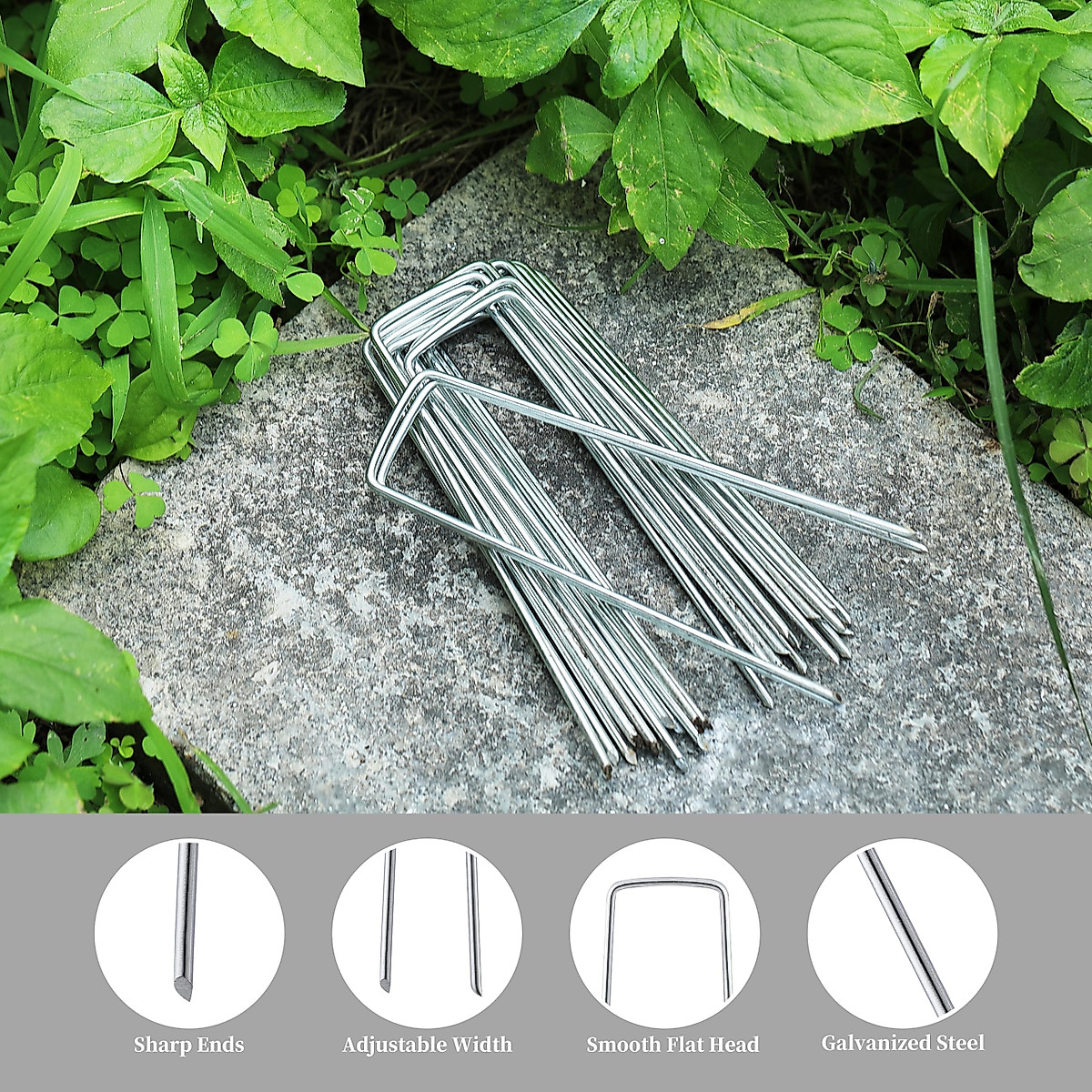 6 Inch Landscape Staples, Galvanized Garden Stakes, U-Shaped Weed Barrier Stakes, Garden Staples for Weed Barrier Stakes, Landscape Fabric Stakes, Soaker Hose Stakes (20 Pack)