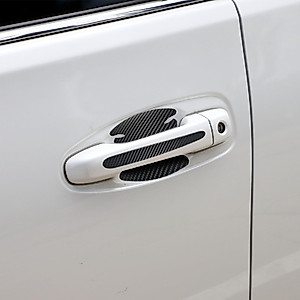 NGHEY 8 PCS Car Carbon Fiber Leather Door Bowl Film, 4.13" x 3.1" Door Handle Grain Anti-Scratch Protective Film, Install Door Handle Sticker, Suitable for Most Car Models (Black)