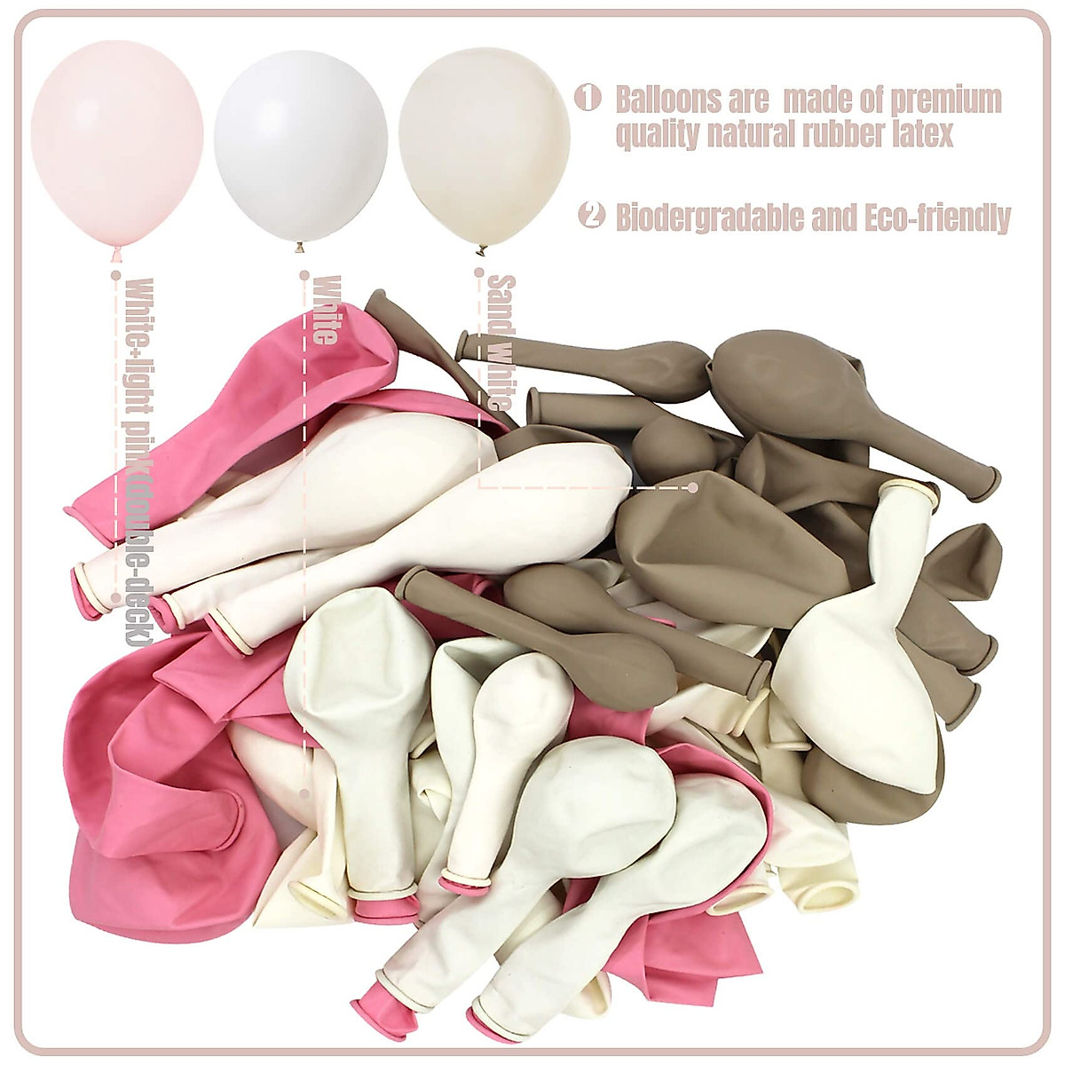 138Pcs Apricot White Balloon Arch Garland Kit White Nude Pink Apricot Party Balloons Decoration Set for Baby Shower Wedding Birthday Party Supplies Birthday Graduation Party…