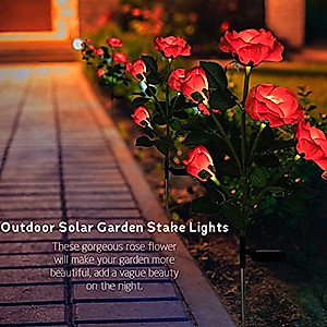 Solar Rose Flower Lights [Upgraded 6 Flowers], Outdoor Solar Powered Rose Lights, Garden Solar Decorative Lights, Rose Stake Lights, Solar Pathway Lights Patio Lawn Garden Yard