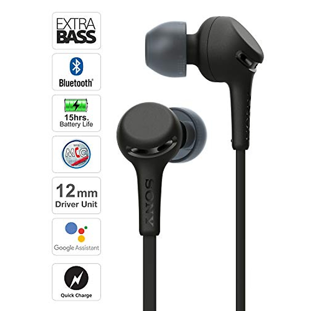 Sony WI-XB400 Wireless In-Ear Extra Bass Headset/Headphones with mic for phone call, Black