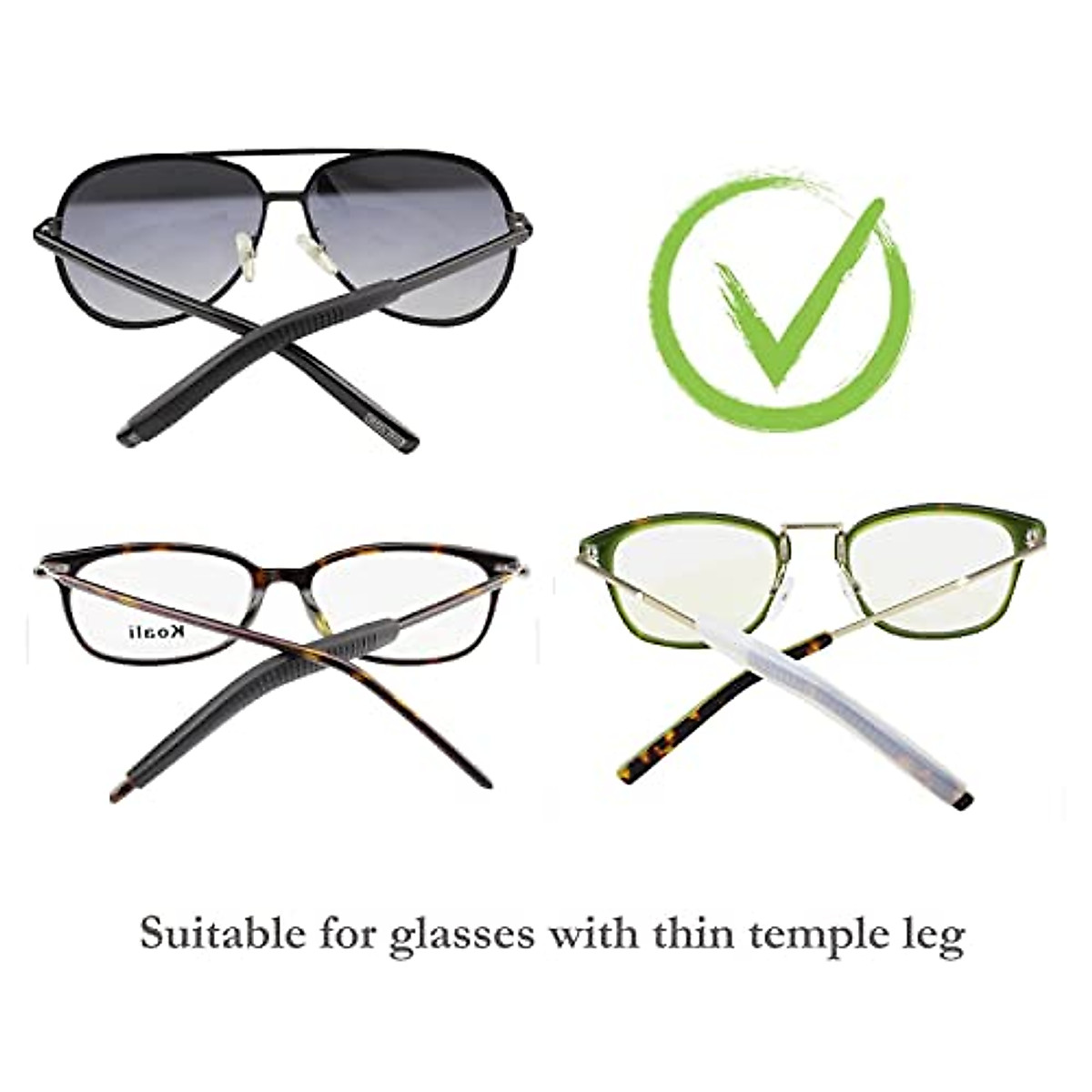 UPIONIC Silicone Glasses End Tip Grips, Anti-Slip Eyeglass Ear Sock Pieces Tube Sleeve, Silicone Elastic Comfort Eyeglasses Retainer for Thin Temples(6 Pairs,Black&White)