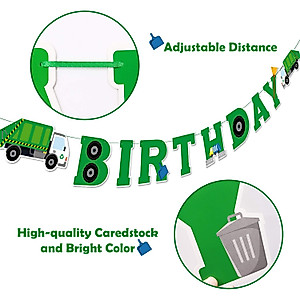 Bessmoso Garbage Truck Birthday Banner Trash Truck Party Supplies Waste Management Recycling Decorations Set of 3