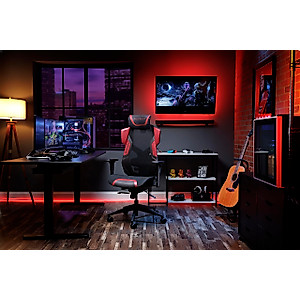 RESPAWN FLEXX Mesh Gaming Chair With Lumbar Support, Ergonomic Gaming Chair with Recline/Tilt Tension Controls, Adjustable Arms, 300lb Max Weight With Wheels for Computer/Desk/Office - Red