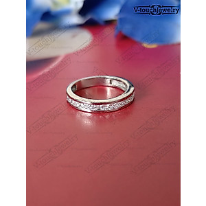 V Touch 14K White Gold Plated 925 Sterling Sliver 3 Piece Wedding His Engagement & Her Band Rings Sets Cushion & Princess Cut Created Diamond for Couple Mens and Women Trio Ring Set