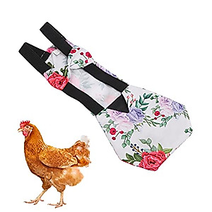 Pet Chicken Diapers,Chicken Goose Duck Loose Tight Belt Diapers Poop Pocket Diapers Peony Flower Pattern for Poultry Pet Used(L)