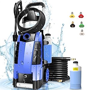 Power Washer, TE3000 1.9GPM Pressure Washer 1800W Electric High Pressure Washer Professional Car Washer Cleaner Machine with Hose Reel ,5 Nozzles for Patio Garden Yard Vehicle