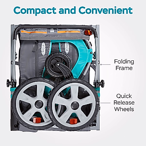 Instep Quick-N-EZ Double Tow Behind Bike Trailer, Converts to Stroller/Jogger, Teal