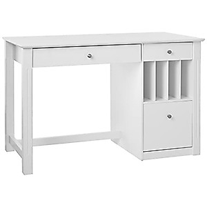 Walker Edison Modern Wood Computer Writing Desk Storage File Drawer Office Home Office Workstation Small, 48 Inch, White