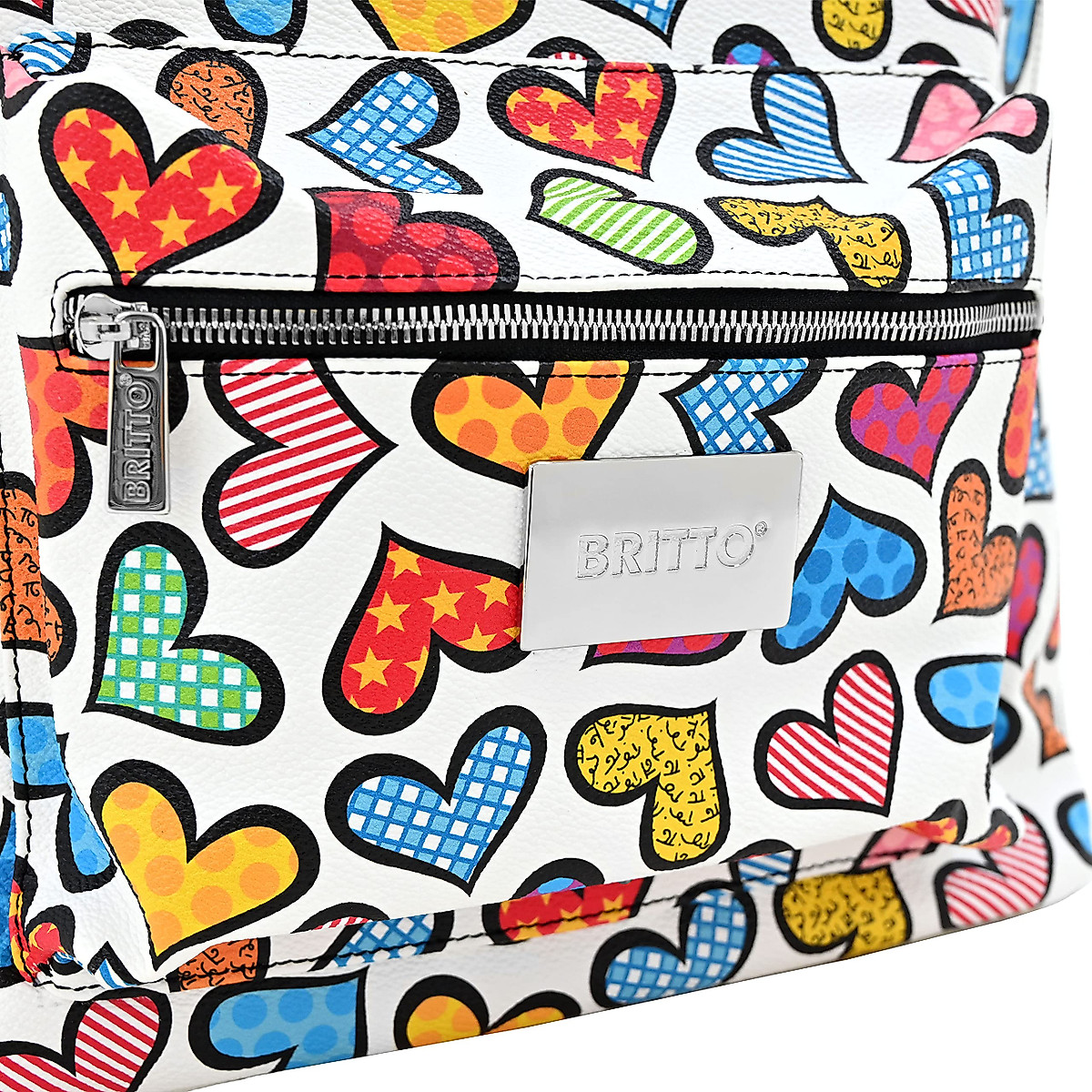 BRITTO Romero Vegan Leather Large Backpack, Hearts