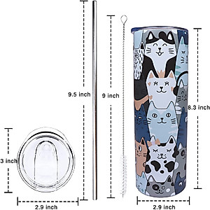 IchDich Cat Tumbler With Lid and Straw - 20 oz Insulated Stainless Steel Tumbler - Travel Mug and Wine Cups for Cat Lovers Gifts