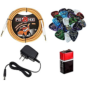 Orange Amps Crush Mini 3W Guitar Amp Combo Set with Power Adapter, Pig Hog Instrument Cable, 24x Guitar Picks, Battery & Liquid Audio Polishing Cloth - Portable Mini Amplifier, Guitar Amplifier