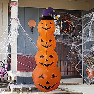 12 Feet Halloween Inflatable Stacked Pumpkins,Halloween Indoor Outdoor Decoration for Lawn Garden Holiday Party,with Build-in LEDs,High