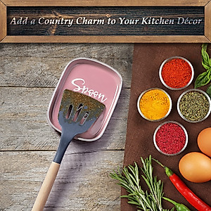 Ceramic Spoon Rest for Stove Top, DAYYET Large Spoon Holder, Spoon Rest for Kitchen Counter, Heat-Resistant Cooking Utensil Rest, Pink Kitchen Decor and Accessories