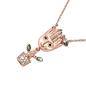 Jeulia 17.7 inch Tree Necklace Man Women Jewelry 925 Sterling Silver Pendant Necklace Chain Romantic Gift for Her Couples (1Rose Gold)