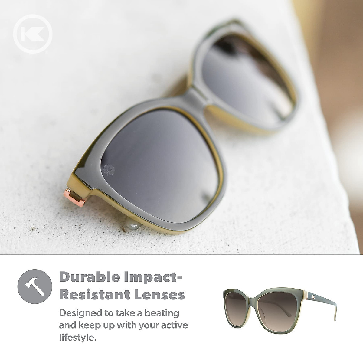 Knockaround Deja Views Polarized Sunglasses for Women - Impact Resistant Lenses & Full UV400 Protection, Coastal Dunes Green/Amber Gradient