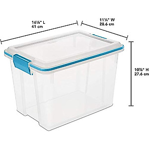 Sterilite 19324306 20 Quart/19 Liter Gasket Box, Clear with Blue Aquarium Latches and Gasket, 6-Pack