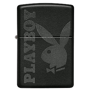 Zippo Playboy Black on Black Matte Pocket Lighter