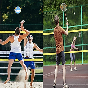 Volleyball Badminton Combo net Set for Backyard and Outdoor with Sleeve Net, 4 Pro Racquets, Nylon Carry Bag