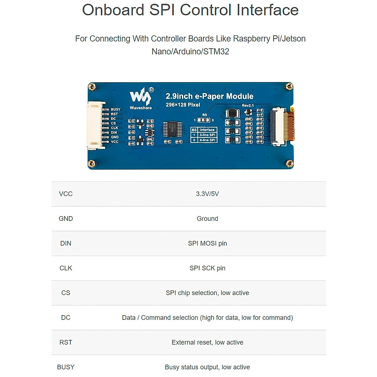 waveshare 2.9inch e-Pape Display Module for Raspberry Pi 4B/3B+/3B/2B/Zero/Zero W/PIZero 2 W/WH/Jetson Nano/forArdui/Nucleo, 296×128 Pixels Red Black White Three Color SPI E-Ink Screen Full Refresh