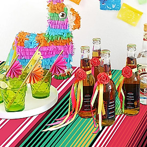 Hxezoc 3 Pack Disposable Plastic Mexican Serape Tablecloths, Mexican Fiesta Striped Party Table Cover for Mexican Party Wedding Birthday Party Decorations Outdoor Indoor Party Supplies